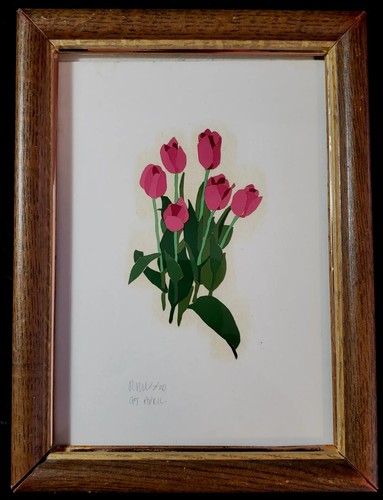 Unique Paper Mache R. Russo Red & Pink Roses or Tulips Flowers Wall Art ...