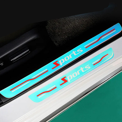 4x Luminous Car Door Plate Sill Scuff Cover Anti Scratch Decal Sticker ...