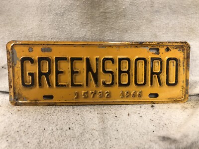 Vintage 1966 Greensboro, North Carolina License Plate | eBay