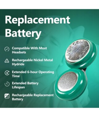 3-PACK Replacement Rechargeable NiMH Batteries for TV Ears 5.0 Headset ...