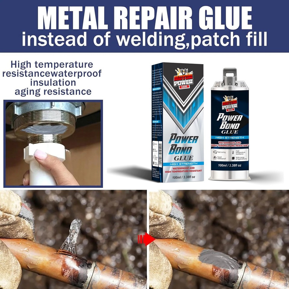 2 x Automotive Power Bond Glue, Metal Repair Glue, High-Temperature ...