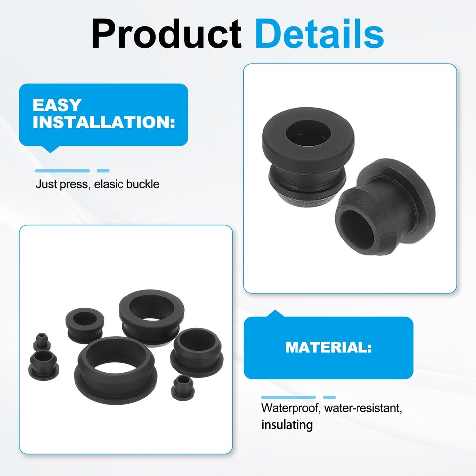 18pcs Wire Grommet, 8.5mm Mounting Dia Plastic Grommets Cable Hose Snap ...