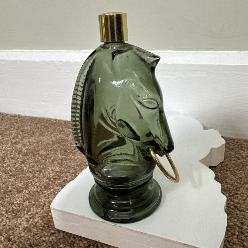 Vintage Avon Horse Head Green Glass Mens After Shave Bottle Empty No ...