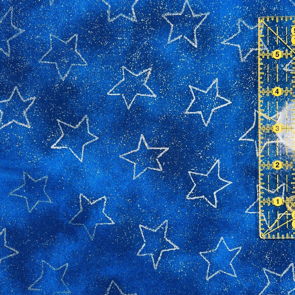 Heart of America Fabric Traditions Star Fabric Glitter Silver Blue By ...