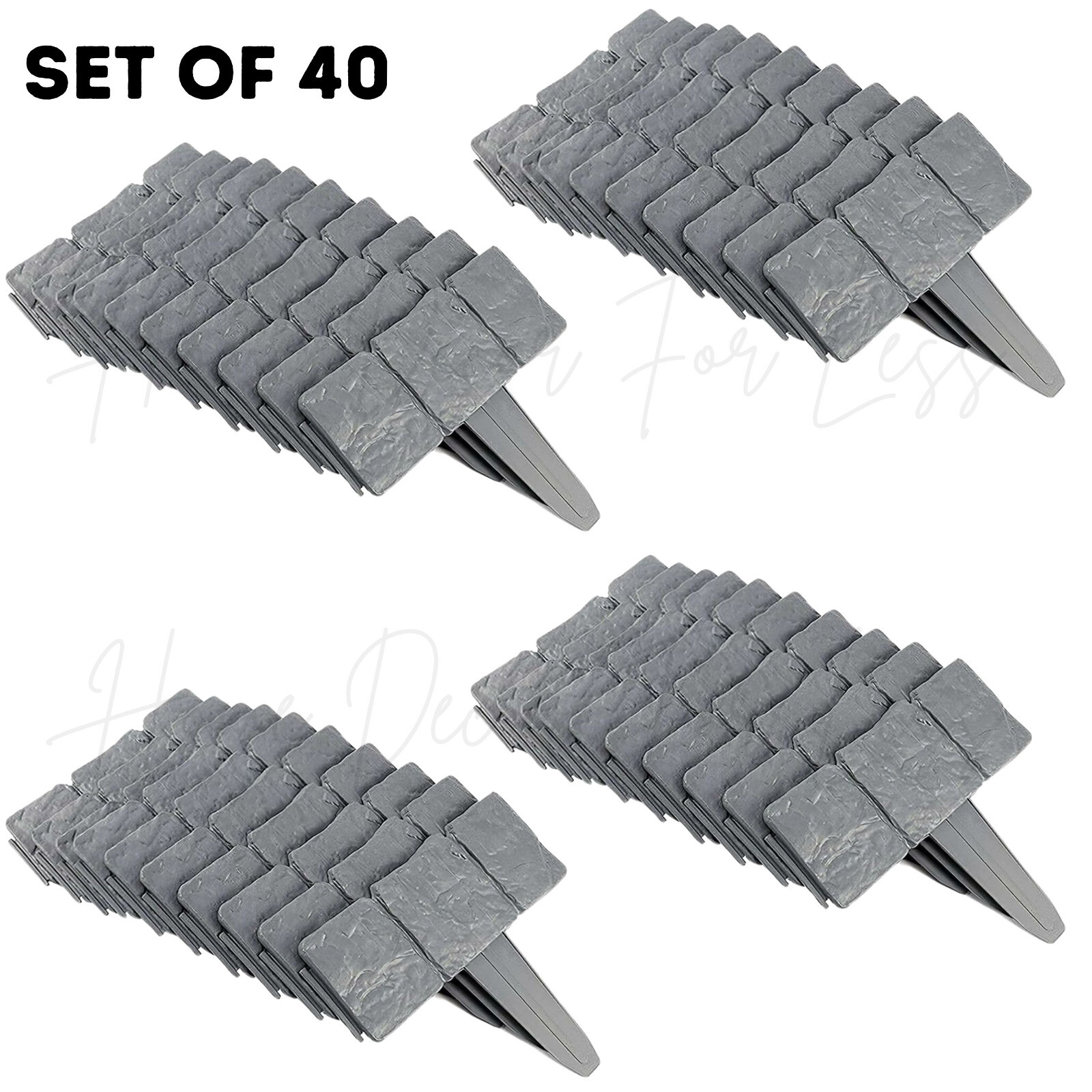 Set of 10/20/30/40 Interlocking Stone Effect Garden Border Edging Panel ...