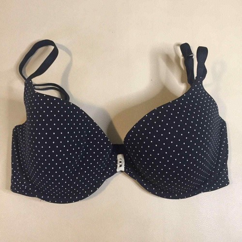 TOMMY HILFIGER Black Pin Dot Comfort Push Up Underwire Demure Demi Bra ...