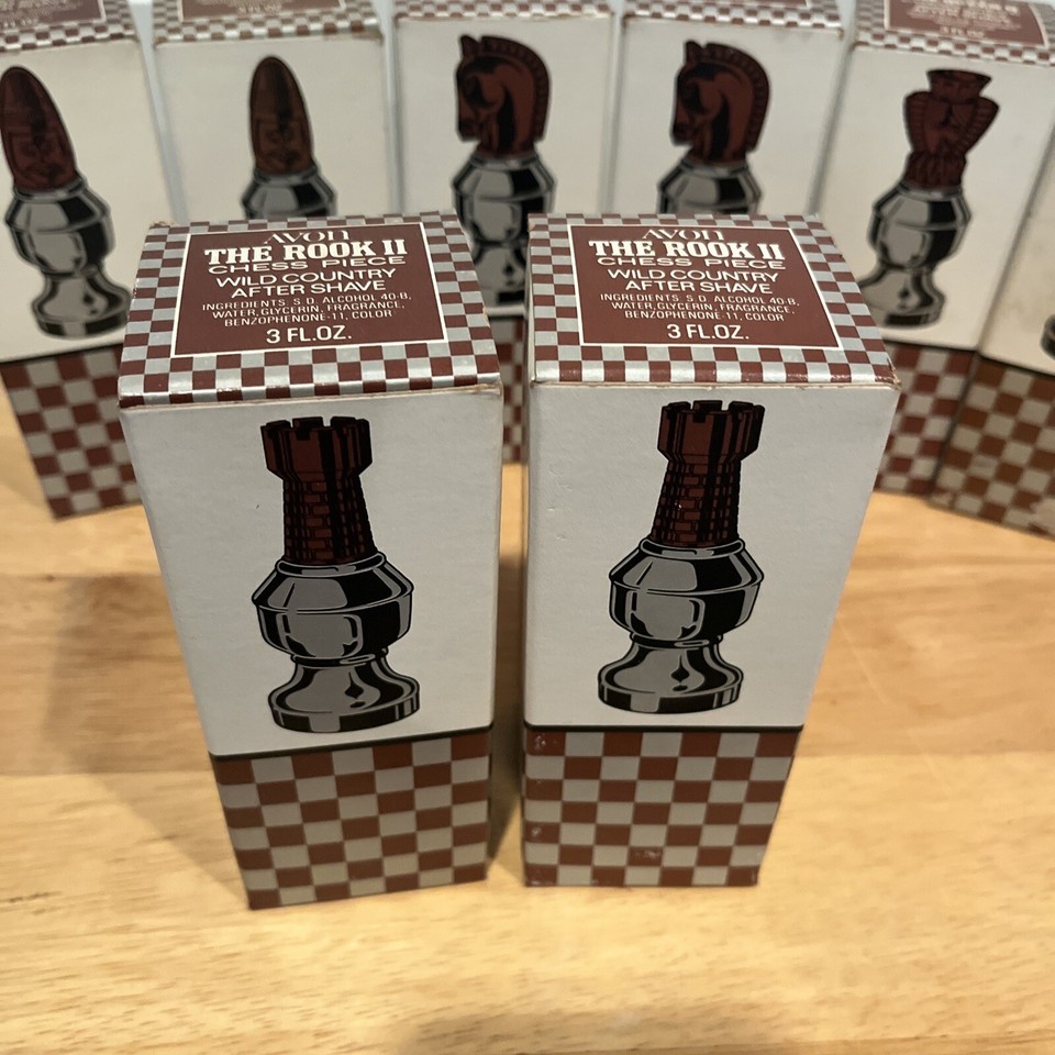 Complete Set of 32 Vintage AVON Chess Set Game Pieces Cologne Bottles ...