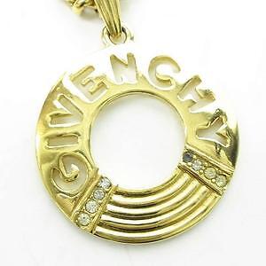 Givenchy Vintage Necklace Pendant Big Circle G Logo Chain Golden Gold ...