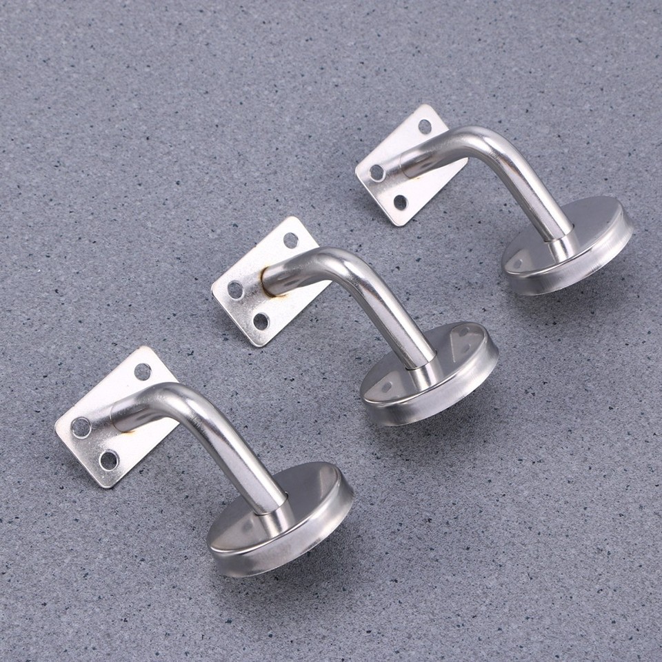 3 Pcs Stainless Steel Handrail Support Brackets Wall Mounted Silver ...
