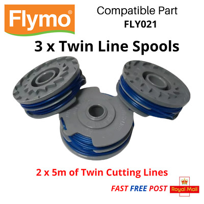 3 x Twin Line & Spool for FLYMO Multi Trim 250DX Trimmer Strimmer FAST ...