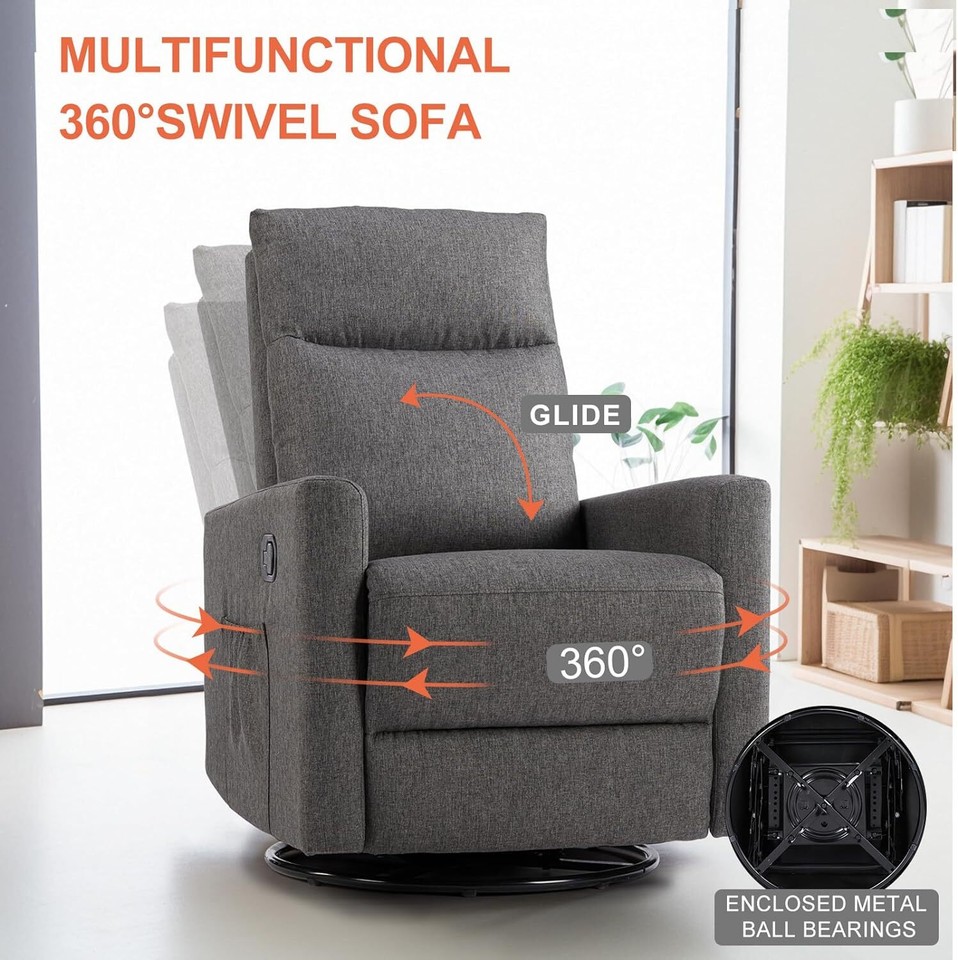 Swivel Rocker Recliner Chair Manual Singer Sofa Bedroom Nursery Glider ...
