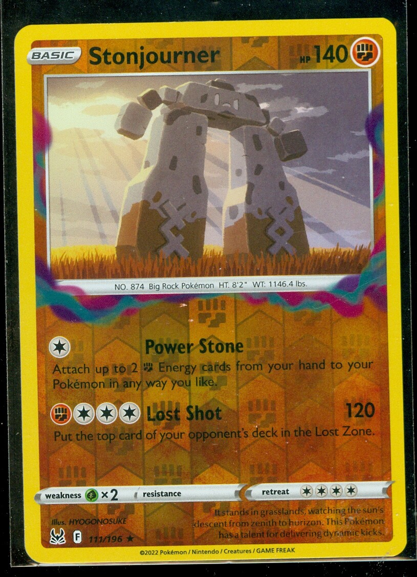 Pokemon STONJOURNER 111/196 - Lost Origin - RARE Rev Holo - - MINT | eBay