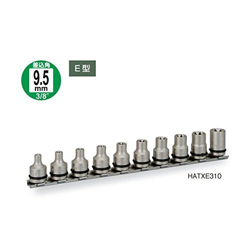 TONE 3/8"Drive Torx E4-E16 Socket Set Impact Wrench HATXE310 10 Tools ...