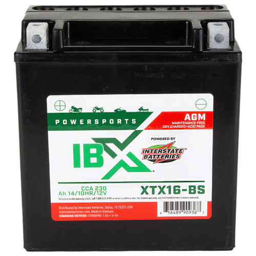Interstate Batteries YTX16-BS 12V 14Ah ATV/Motorcycle/Scooter ...