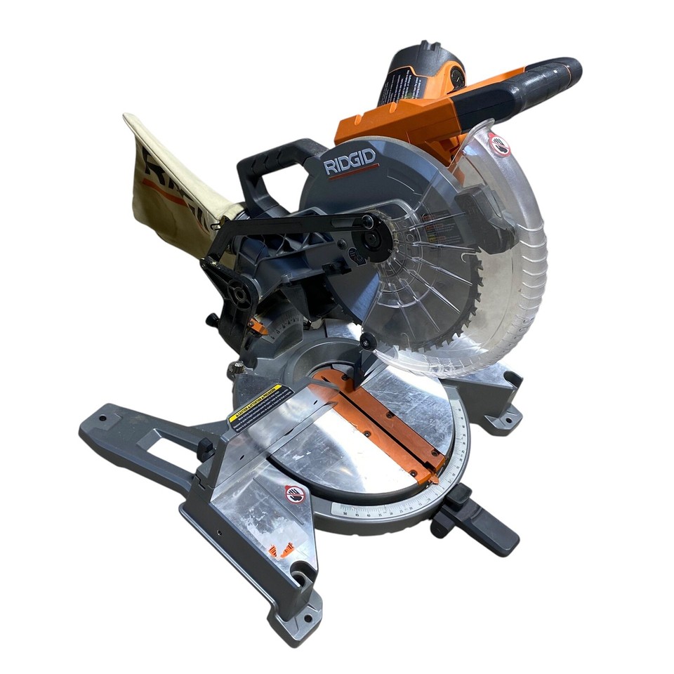 RIDGID R4113 15 Amp 10 inch Dual Miter Saw with LED Cut Line Indicator ...