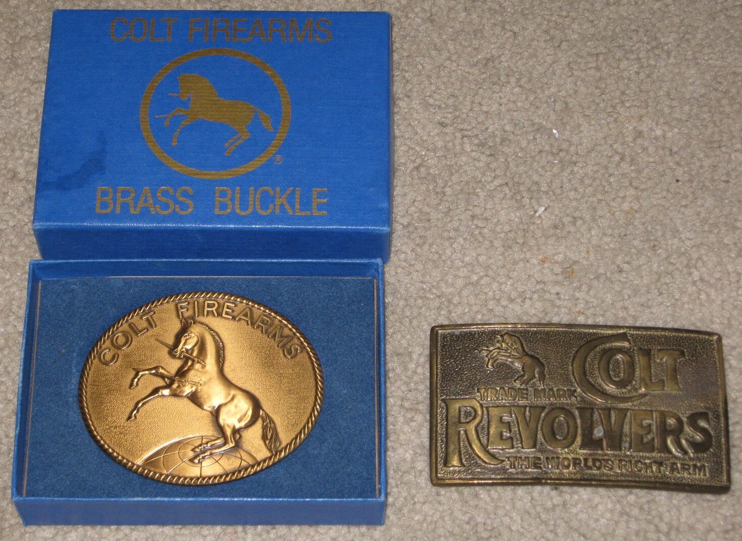 2 Colt Belt Buckles Brass Horse "Sam Colt" Vintage Ra… - Gem