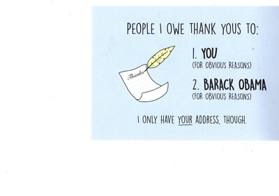 People I Owe Thank Yous to: 1. You; 2. Barack Obama Postcard | eBay