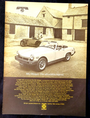 MG Midget 1975 Vintage Print Ad The Affordable Legend | eBay