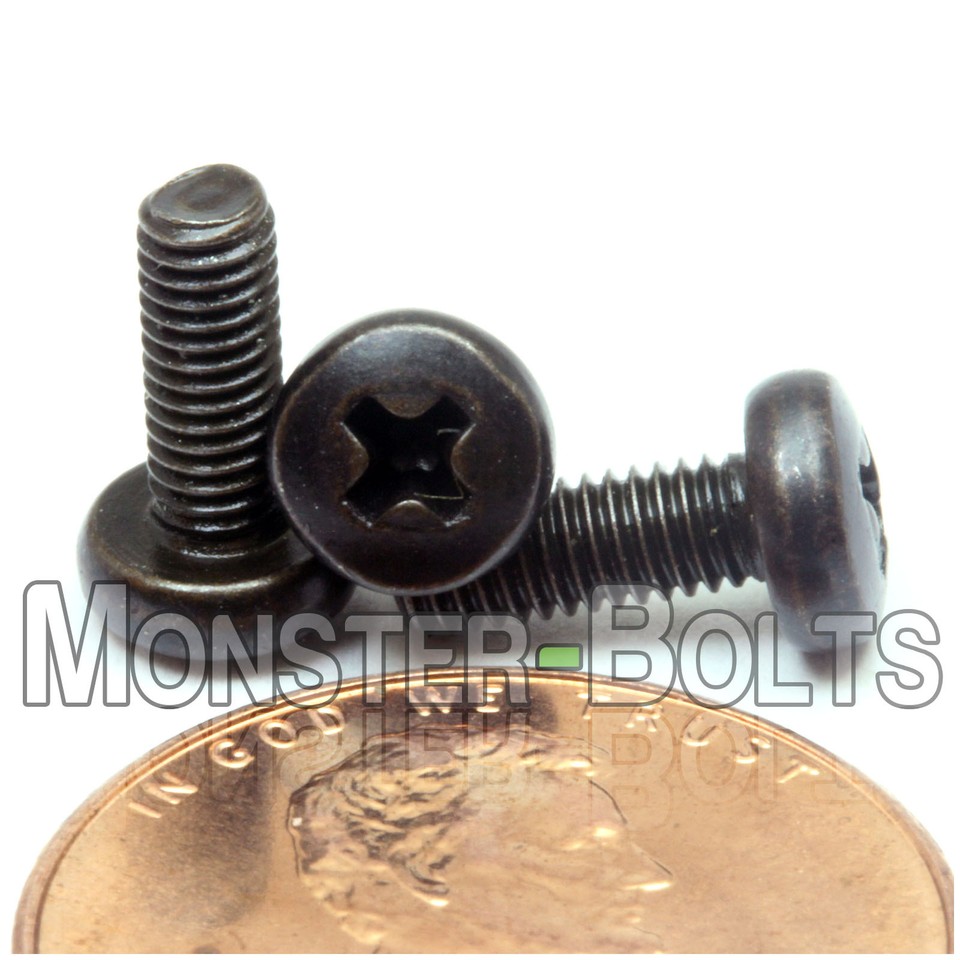 M3 / 3mm Phillips Pan Head Machine Screws, Steel, Black Oxide, DIN ...