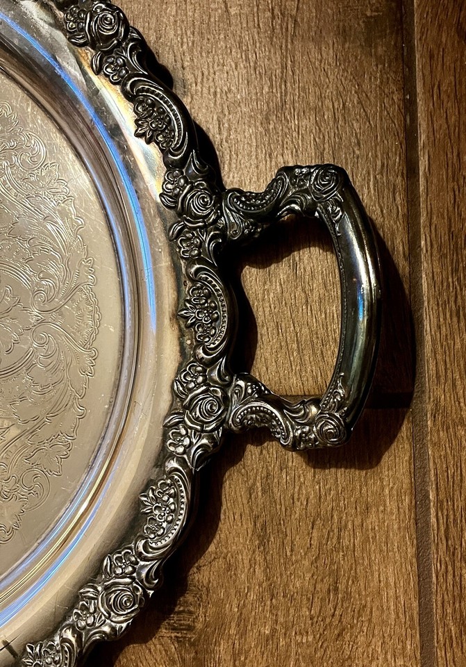Oneida Du Maurier Silver Hollowware Silverplate Round Serving Platter w ...