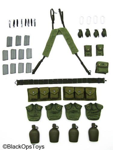 1/6 Scale Toy Vietnam MACV-SOG - Green Rivet Battle Belt w/Pouch & Gear ...