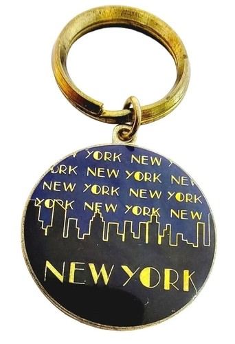 Vintage New York City Skyline Keychain Evening Sky Cityscape Twin ...