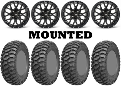 Kit 4 AMS M1 Evil Tires 28x10-14 on ITP Hurricane Matte Black Wheels ...