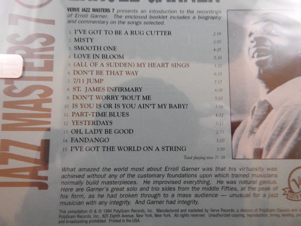 Erroll Garner "Verve Jazz Masters 7" BRAND NEW CD! STILL SEALED! SEE ...