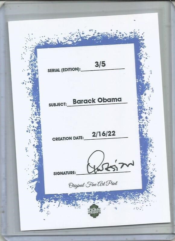 2022 BARACK OBAMA USP 3/5 ORIGINAL PRINT ART SKETCH CARD ARTIST SIGNED ...