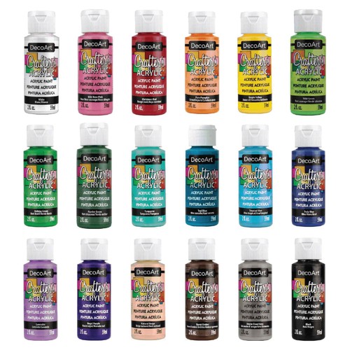 Crafter’s Acrylic Paint Set – Popular Colors, 18 Bottles 2 fl oz – Easy ...