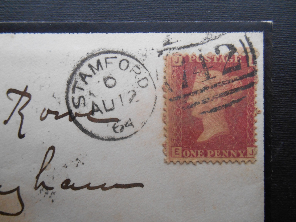 1864 1d Red STAMFORD 742 Duplex Postmark to REV T B ROWE UPPINGHAM ...