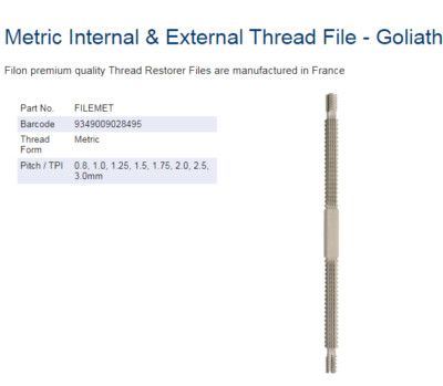 Metric Internal & External Thread File - Goliath | eBay Australia
