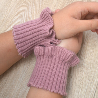 1 Pair Ruffle Cuff Ribbed Trim Fabric Elastic Knit Wrist Band Crafts ...