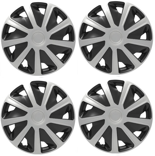 IVECO VAN DEEP DISH WHEEL TRIMS COVER BLACK SILVER FULL SET HUB CAPS 16 ...