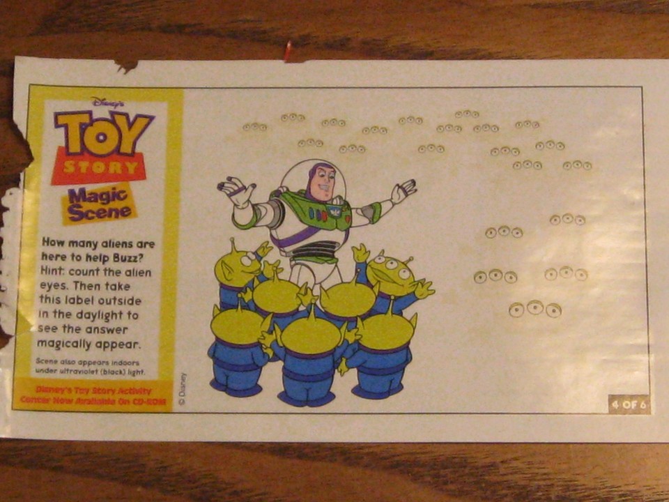 Toy Story Magic Scenes from Spaghettios Labels - Buzz Lightyear - 1996 ...