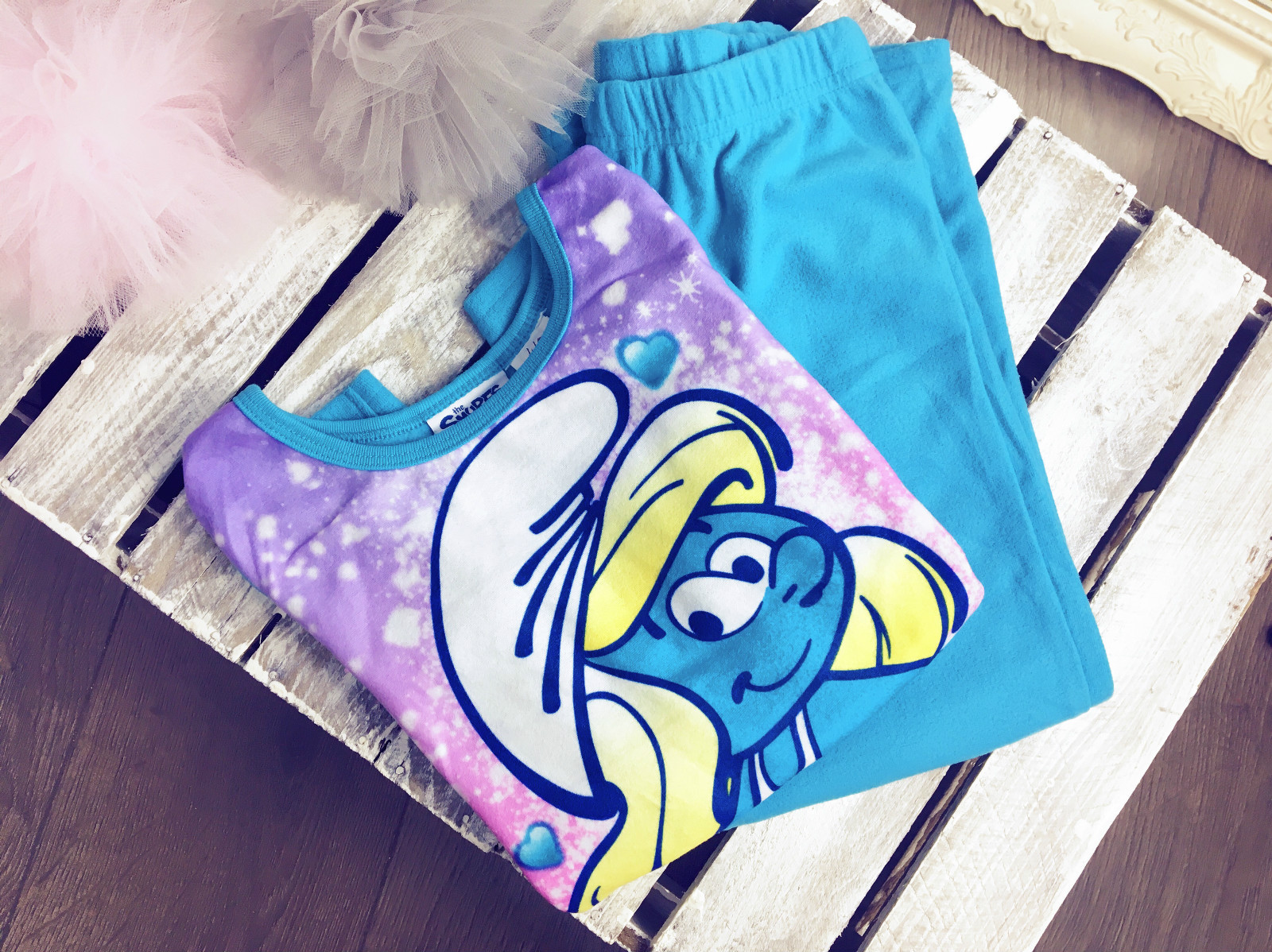 Kids Long Sleeve Smurfs character Sleepwear set flannel pyjamas Girls ...