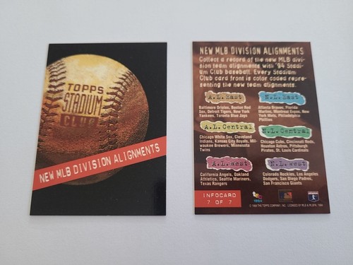 1994 Topps Stadium Club #7 OF 7 Infocard New MLB Division Alighnments ...