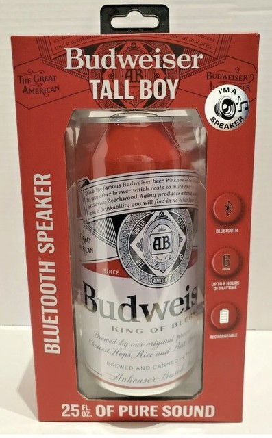 Budweiser Tall Boy 25oz Bluetooth Speaker 25 FL of Pure Sound for sale ...