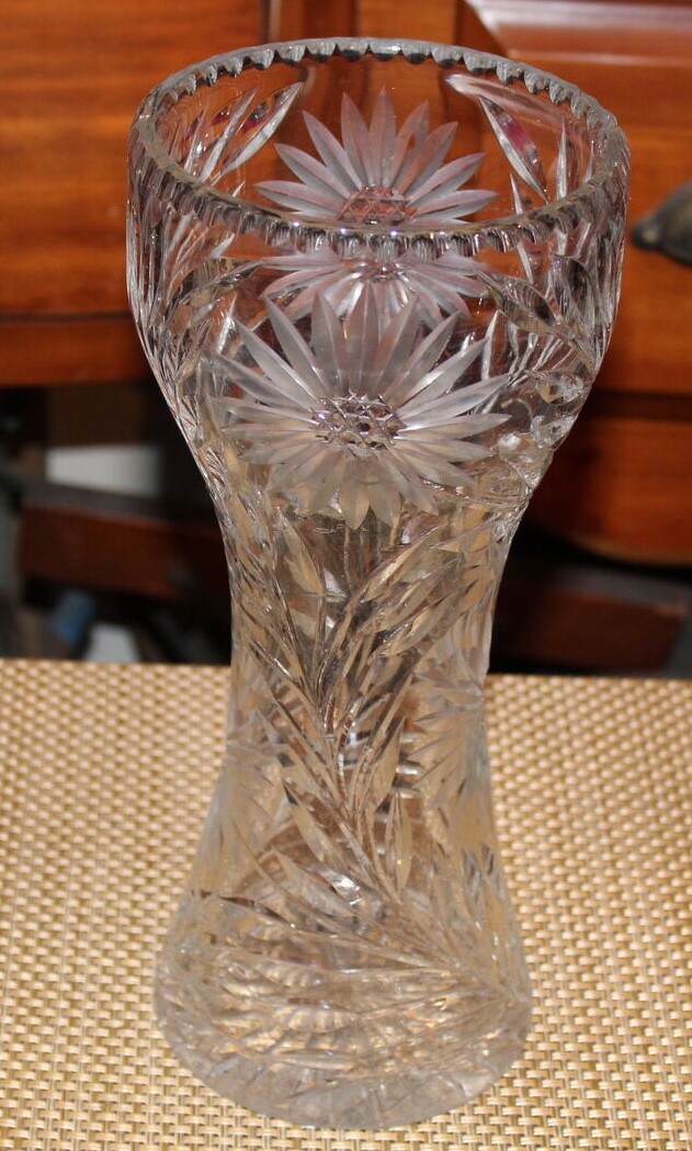 Antique Cut Glass Vase Cut Glass Flowers Clear Glass Vase | eBay