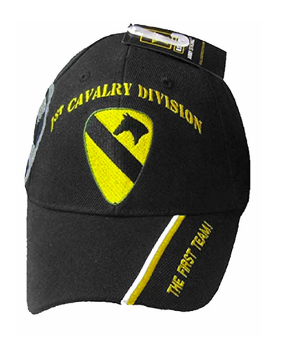1st CAVALRY DIVISION BLACK EMBROIDERED BASEBALL CAP hat first team vet ...