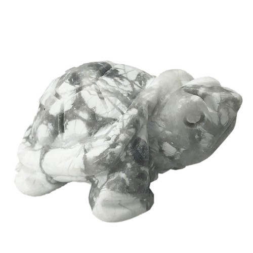 White Howlite Turquoise Stone Turtle Statue, Hand Carved Tortoise ...