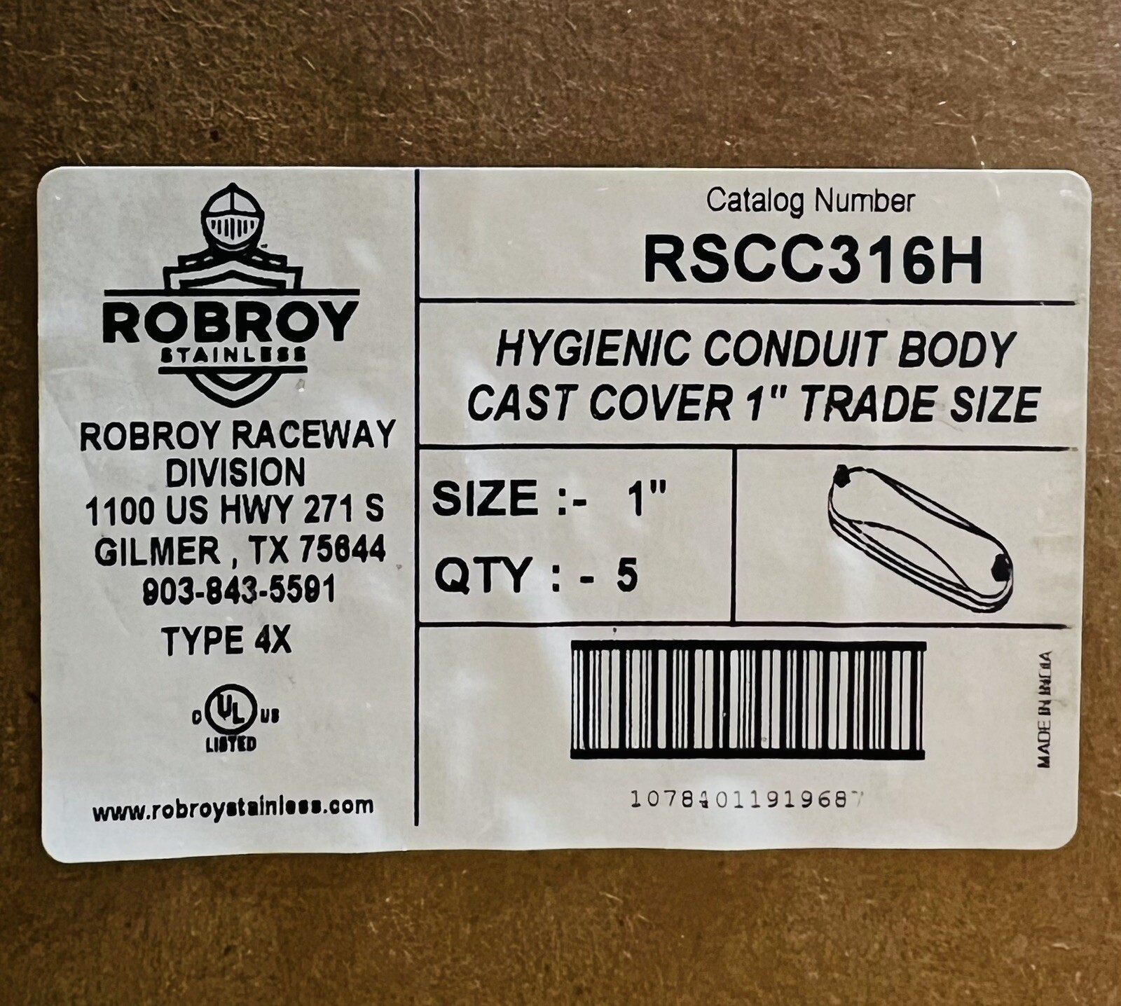 Robroy RSCC316H 1" (Box Of 5) SS Hygienic Conduit Cast Covers | eBay
