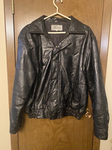 Italian Black Leather Coat L Fondini Fashions Mens Leather Patchwork ...