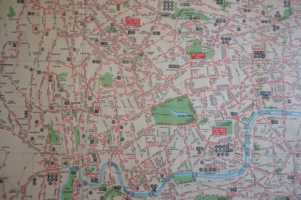 1935 London Transport Map London Bus Routes Poster Tube Underground ...