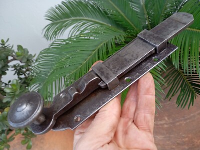 ANTIQUE IRON BLACKSMITH MADE WROUGHT DOOR LATCH SLIDE BOLT LOCK SHUTTER ...