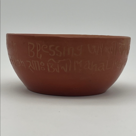 Handmade Terracotta Bowl with Incised Script | Studio Pottery | 3” Tall ...