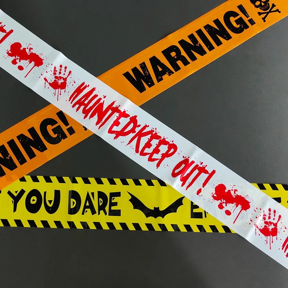 Halloween Warning Tape Signs Banner Scary Danger Line Props Haunted House Window | eBay
