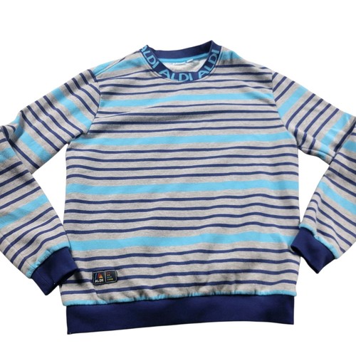 Aldi Gear Pullover Sweatshirt Women’s Medium Blue Striped Crew Long ...