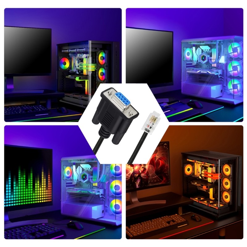 RJ9 To DB9 Serial Console Cable For Routers And Switches 180CM Length ...