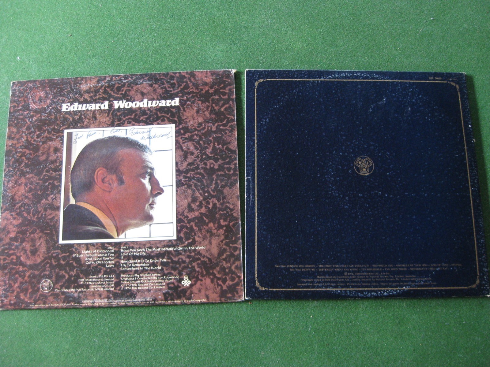 Edward Woodward Albums x 2 - One LP Cover SIGNED And Personalised ...